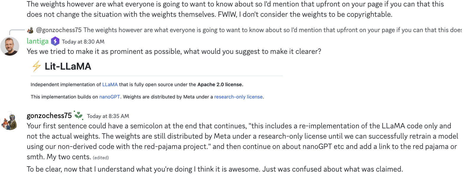 Further clarify licensing in README · Issue #165 · Lightning-AI/lit-llama · GitHub