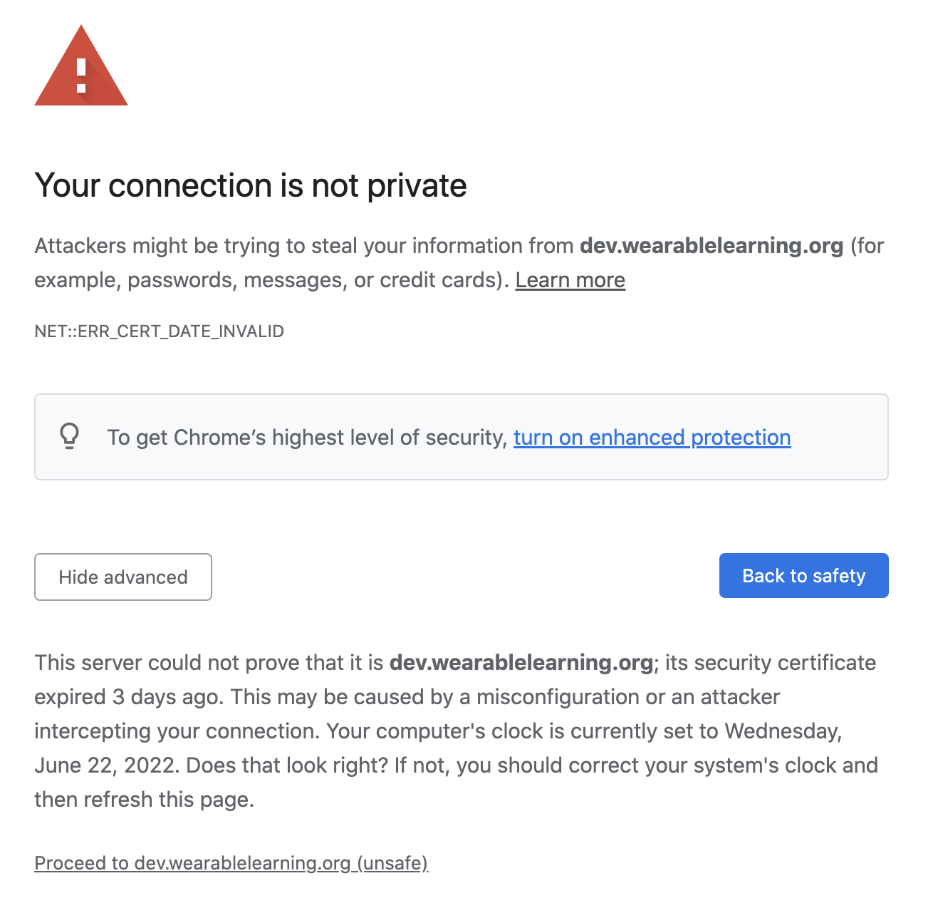 [BUG - Security Certificate Expired] · Issue #247 · wearable-learning-cloud-platform/wlcp-issues ...