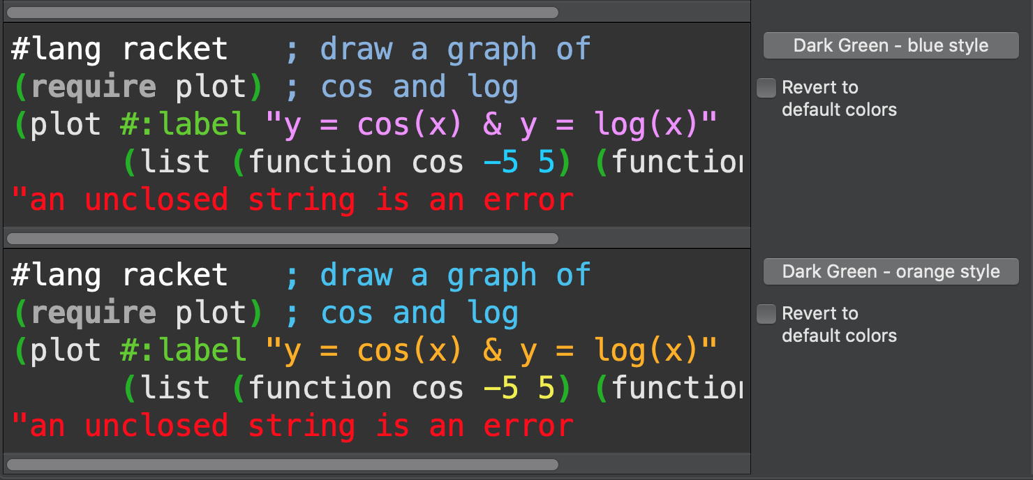 GitHub - shhyou/drracket-scheme-dark-green: A Light Green DrRacket ...