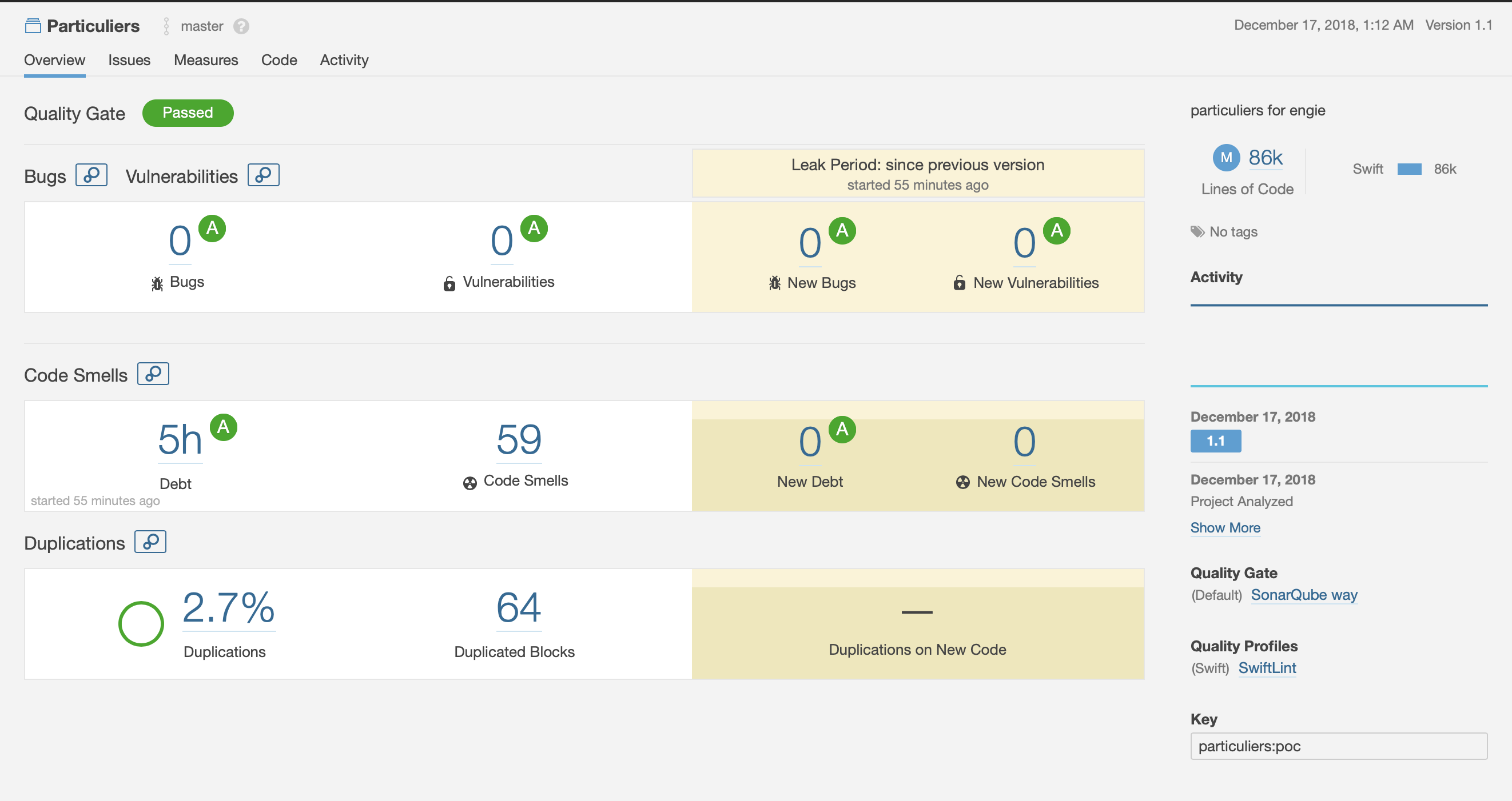 Absence Of Data In Bugs And Vulnerabilities Section · Issue 191 · Ideansonar Swift · Github
