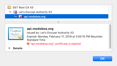 CommandError: Failed to retrieve versions from the API. · Issue #1638 · modoboa/modoboa · GitHub