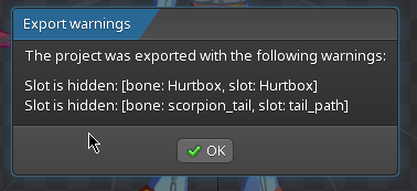 Add exceptions for "Slot is hidden" export warnings. · Issue #220 · EsotericSoftware/spine ...