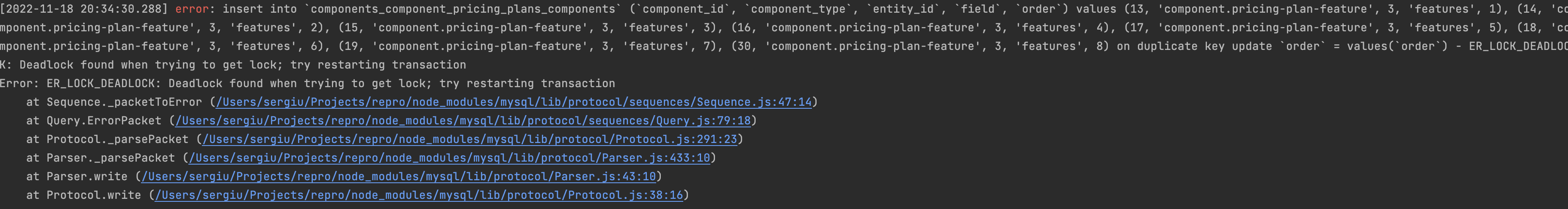 ER_LOCK_DEADLOCK error when trying to save an entity with multiple nested components · Issue ...