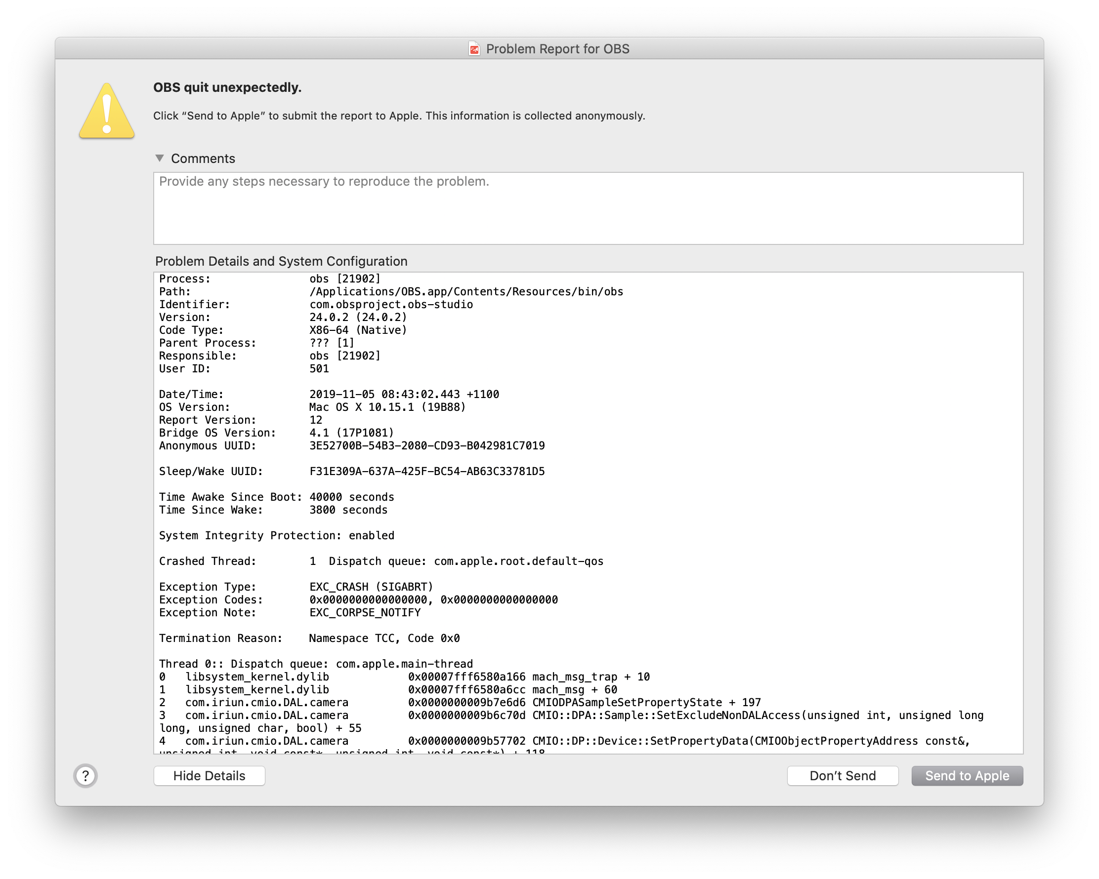 Can't open OBS after running with arguments mode · Issue #2164 ...