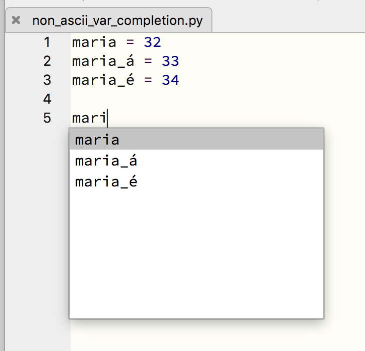 Code completion doesn't seem to work with non ascii-characters · Issue #681 · mu-editor/mu · GitHub