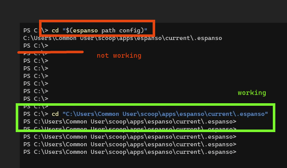 Can't use output of `espanso path config` · Issue #1546 · espanso/espanso · GitHub