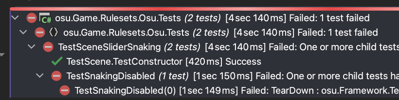 Test failures on slider snaking test · Issue #16204 · ppy/osu · GitHub