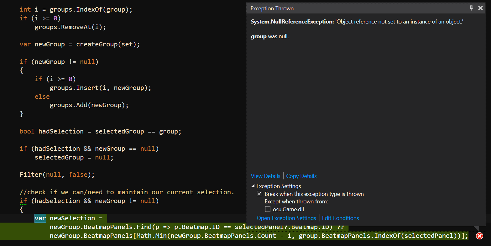 Crash On Restoring Hidden Beatmaps · Issue 1645 · Ppyosu · Github