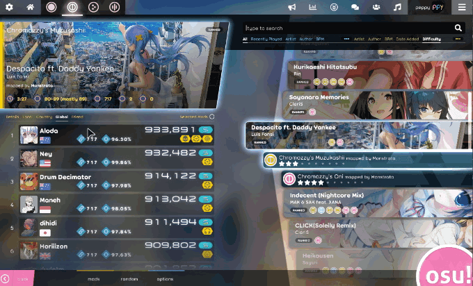Crash song select by changing ruleset while entering results screen ...