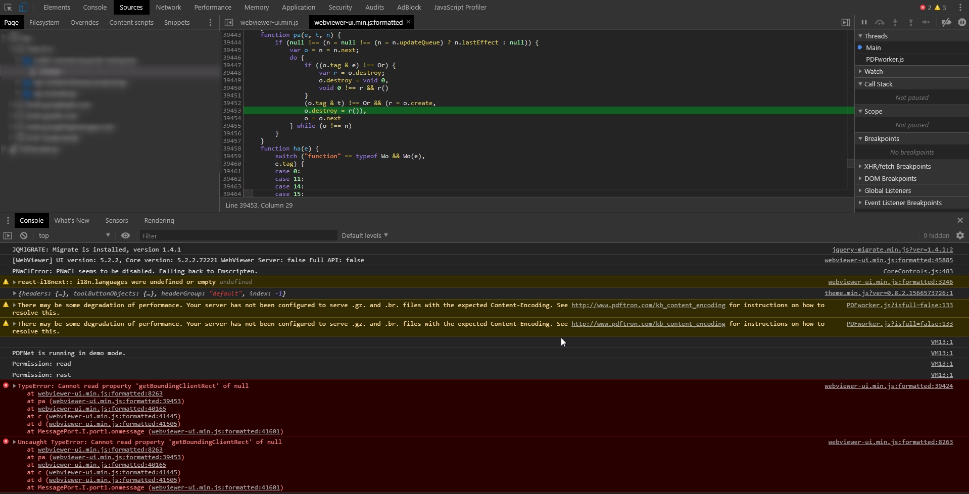 WebViewer example code is crashing · Issue #337 · PDFTron/webviewer-ui ...