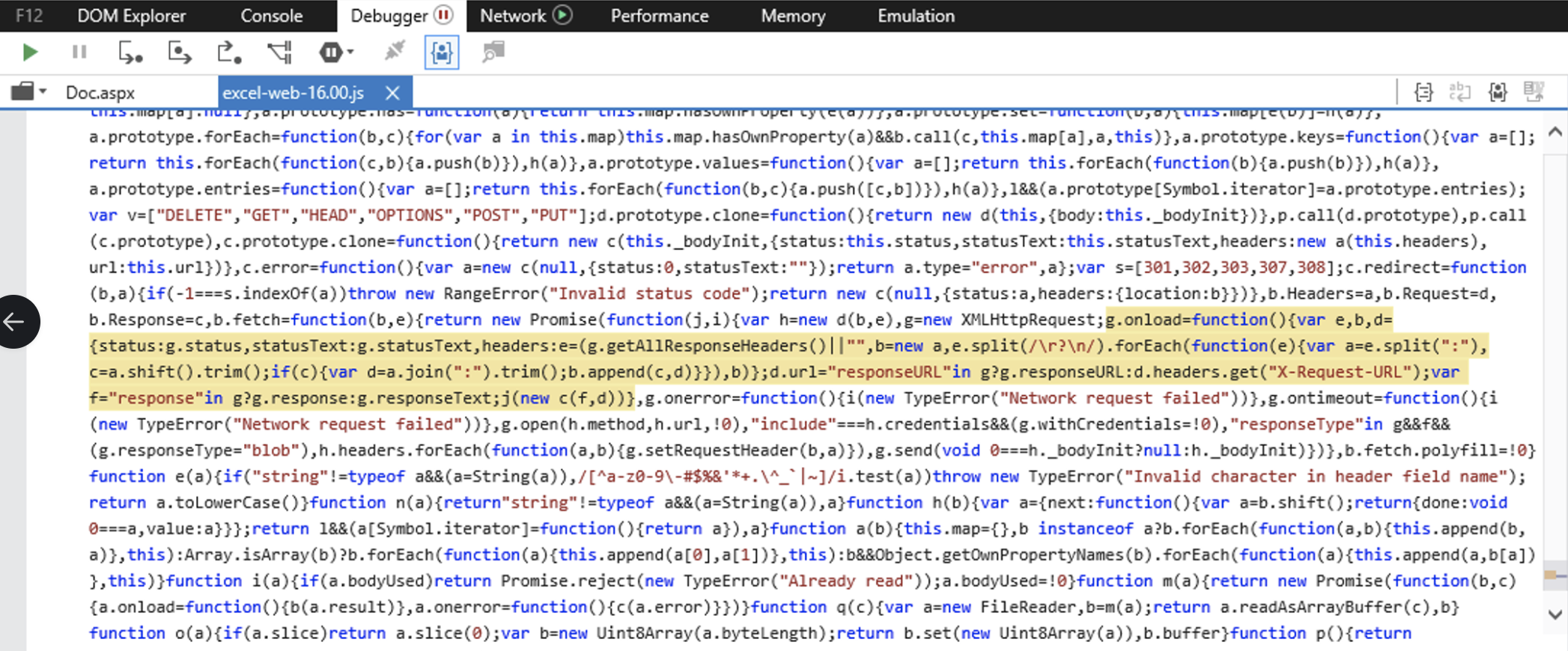 excel-web-16.00.js served by the content delivery network (CDN) is ...