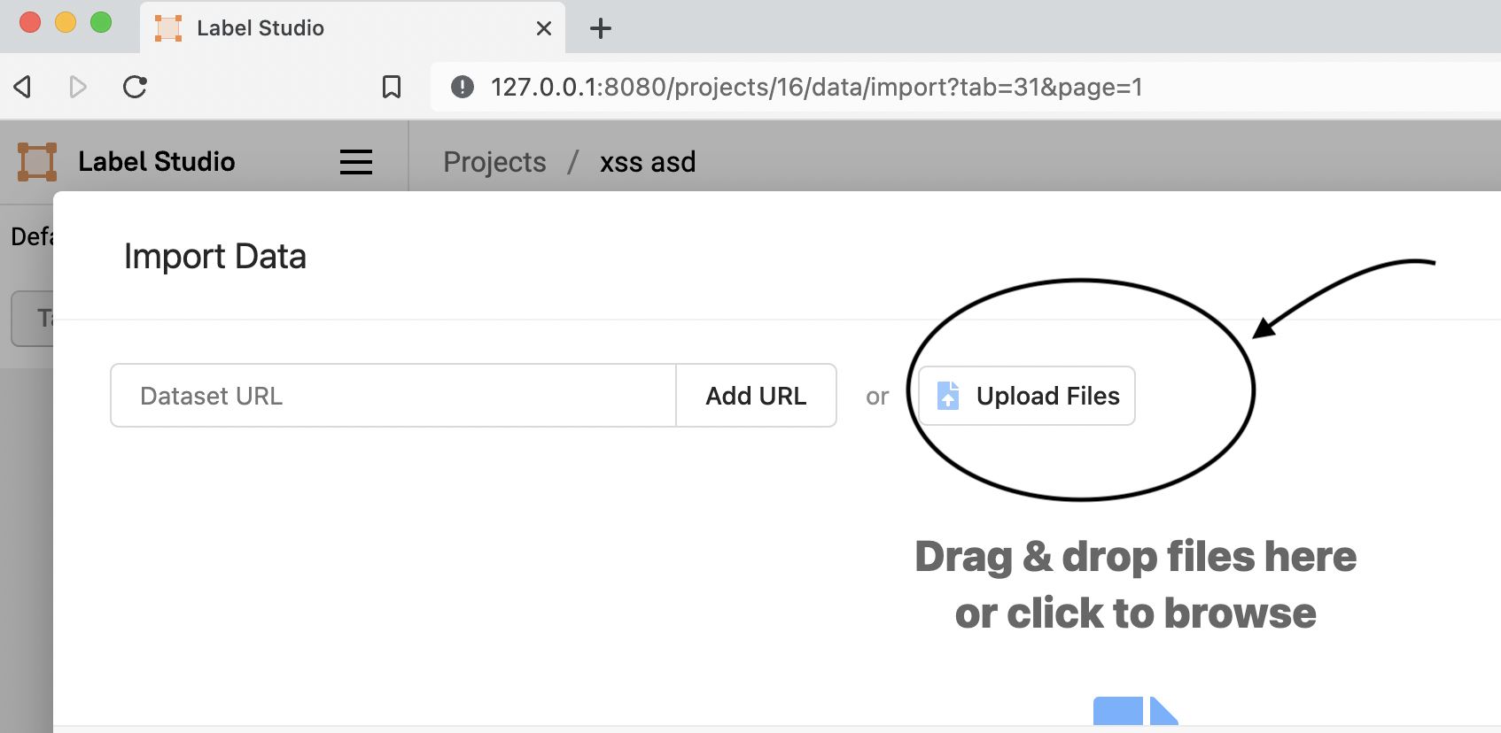 Import Data -> Upload files modal popup currently broken · Issue #2347 · HumanSignal/label ...