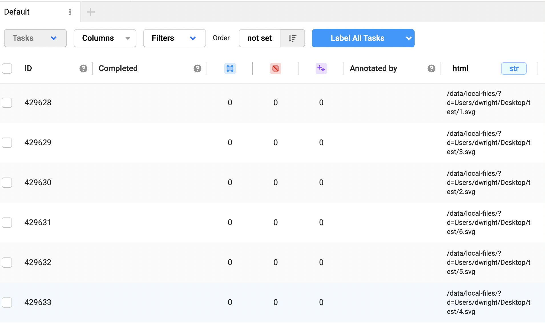 Tasks created by importing local storage are not sorted -- when using IO for external storage ...
