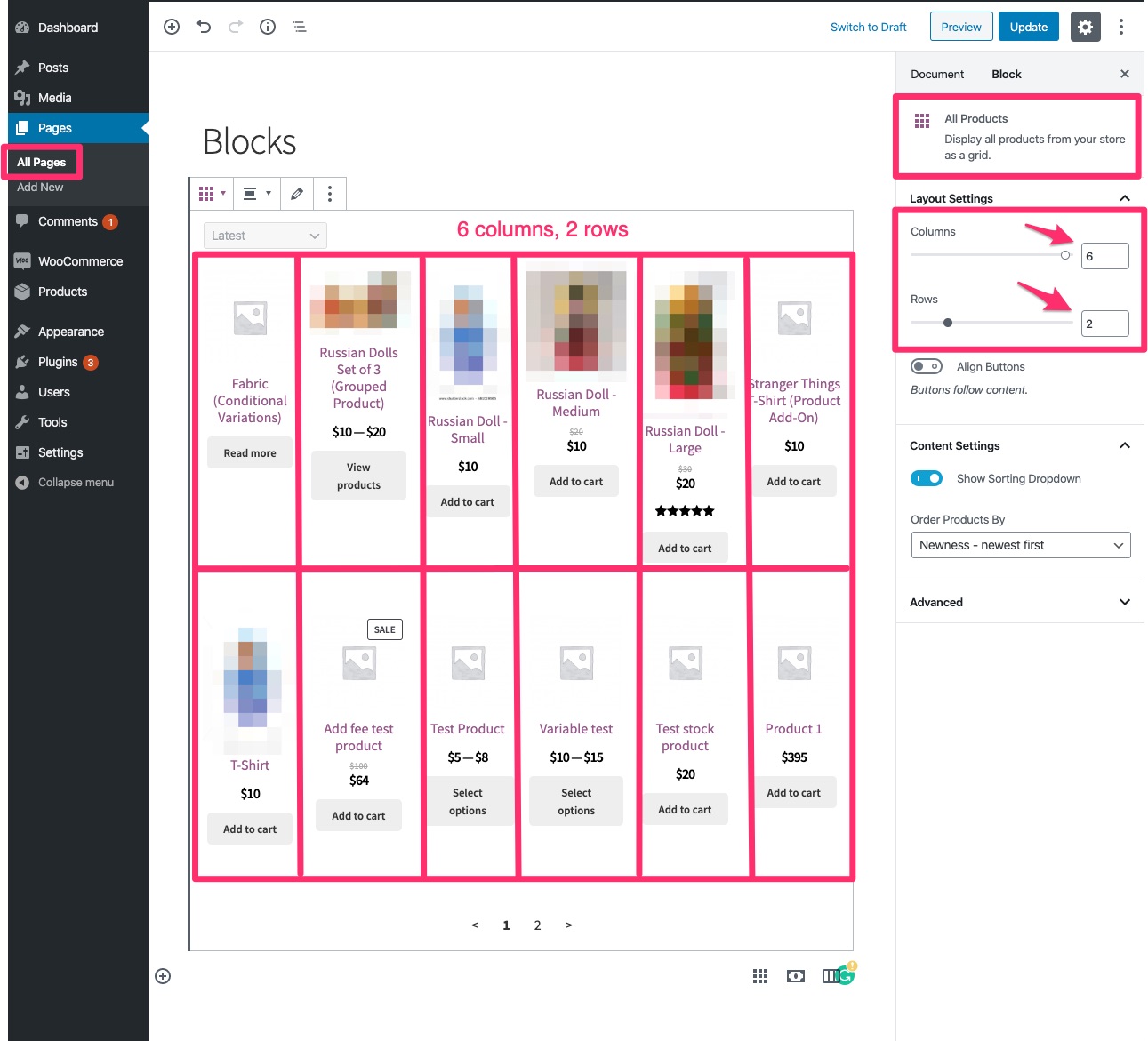 [WC 3.9 beta1]: All Product Block - when 2 All Product Blocks added, settings of the 1st block ...
