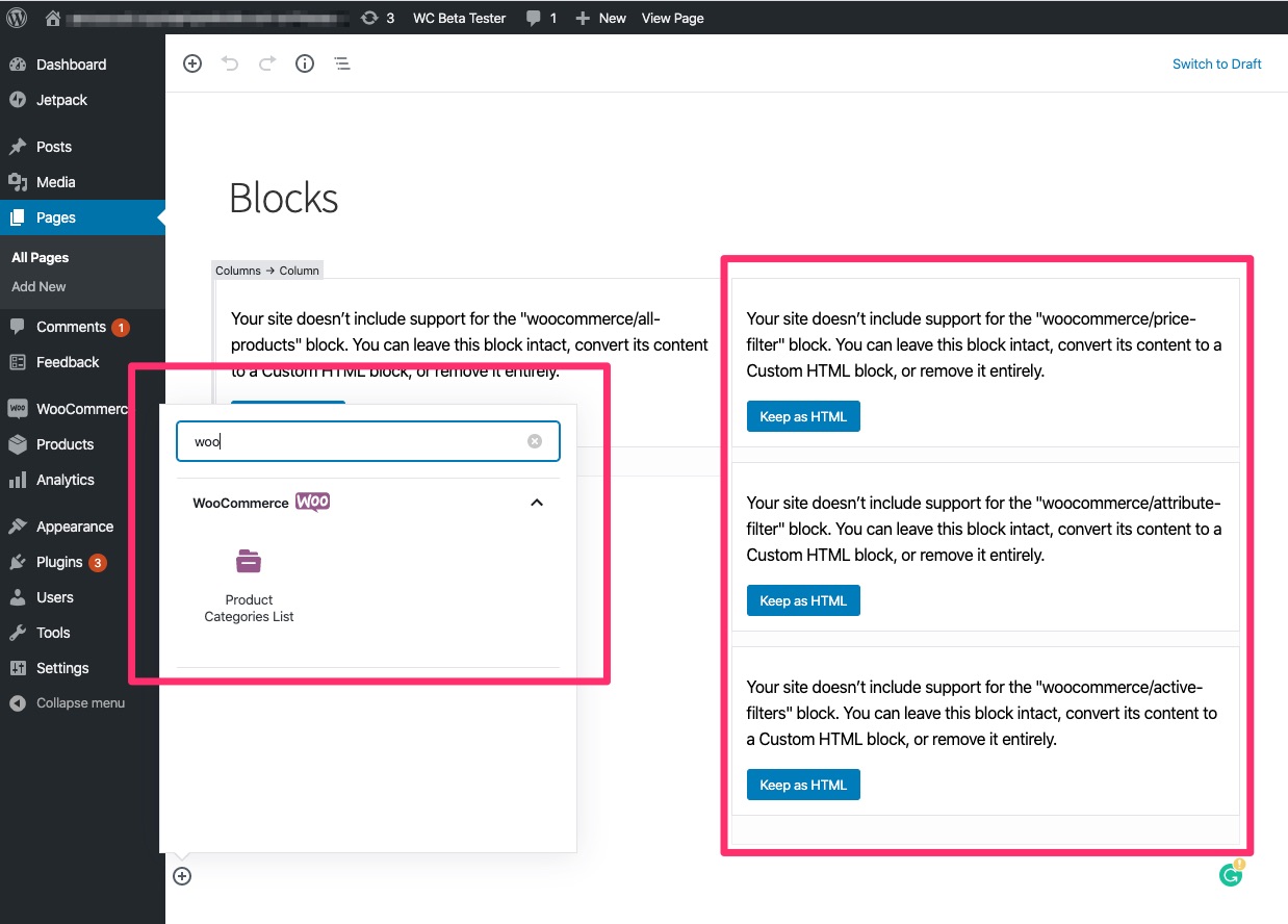 [3.9.0-rc.1] WC blocks have disappeared except the "Product categories List" block · Issue ...