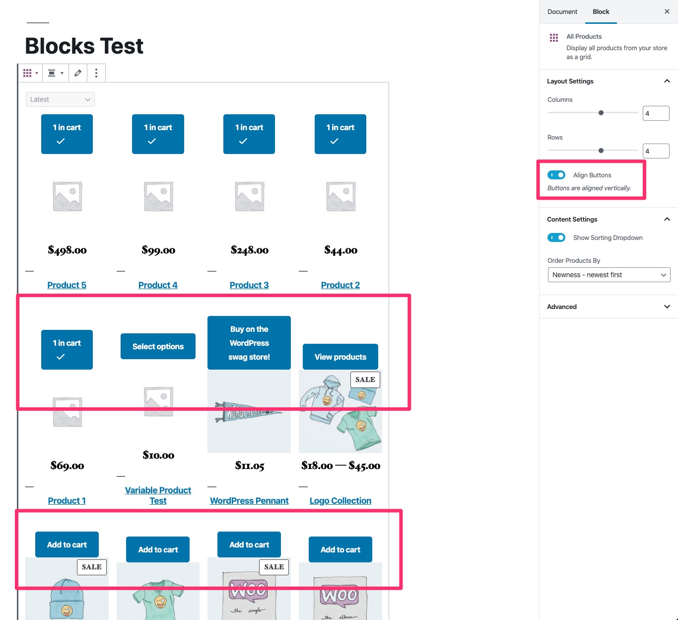 [WC 3.9 rc4] Aligning Buttons doesn't work if the button is above the product image in the Inner ...