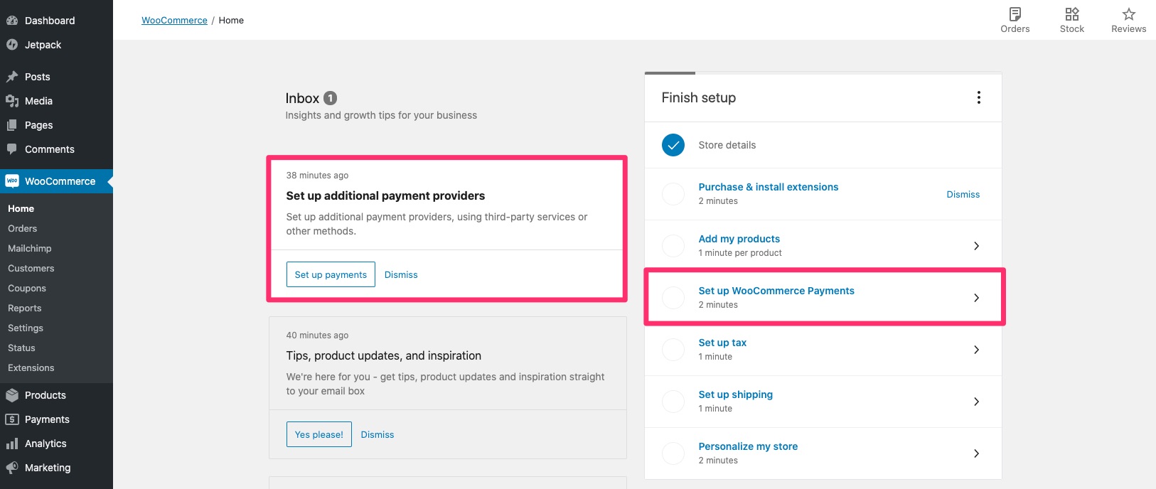 [WC 4.4 beta1] Task List: `Set up WooCommerce payments` task is marked ...