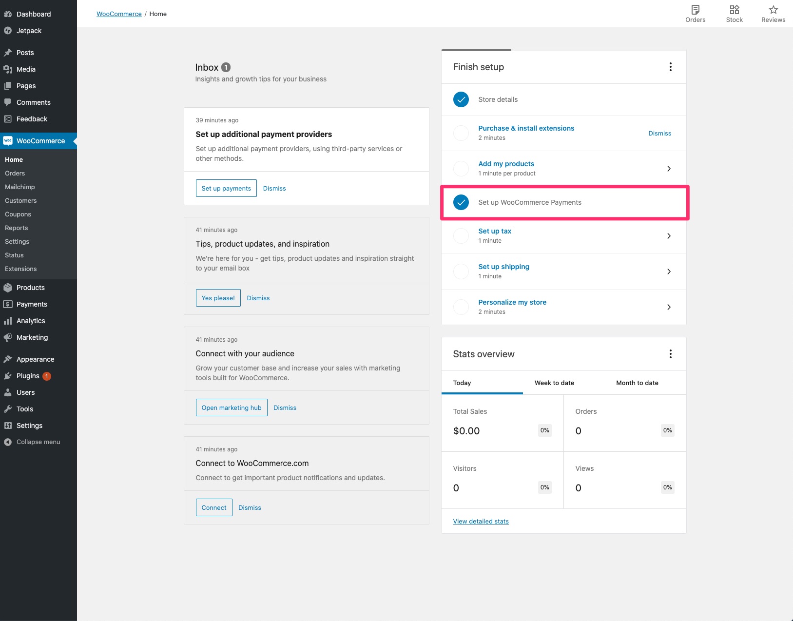 [WC 4.4 beta1] Task List: `Set up WooCommerce payments` task is marked ...