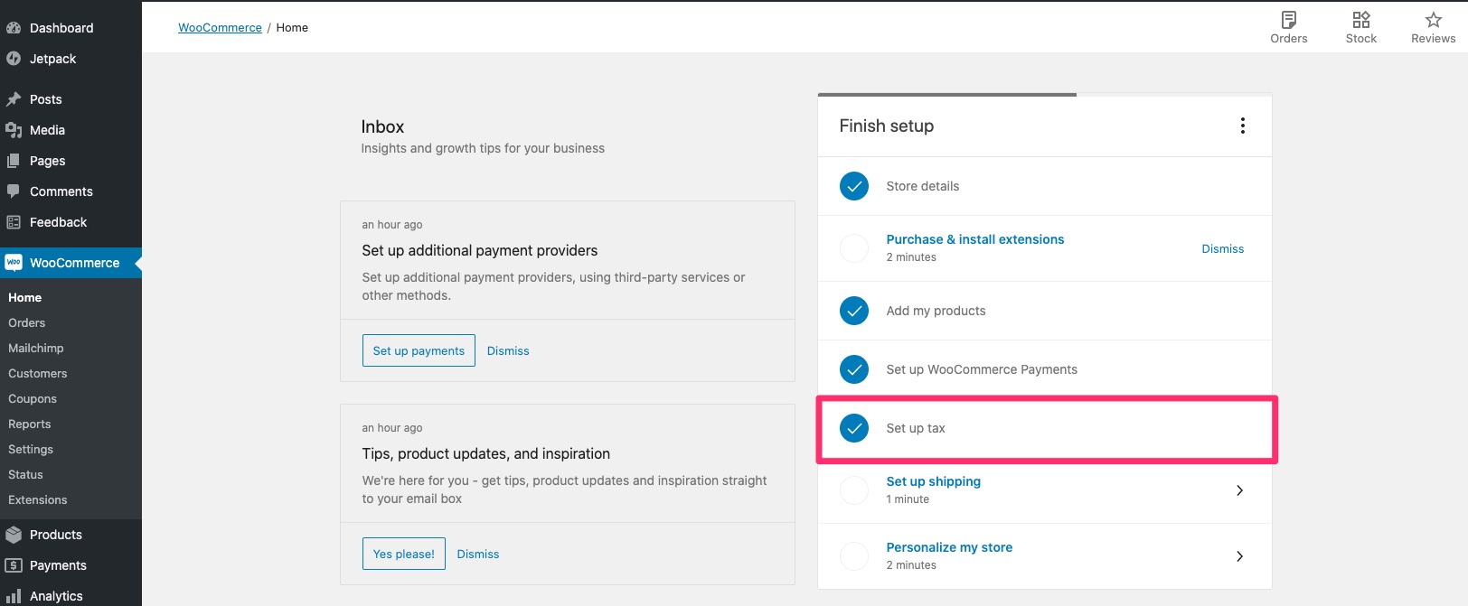[WC 4.4 beta1] Task List: `Set up tax` task needs to be completed again after `Purchase ...