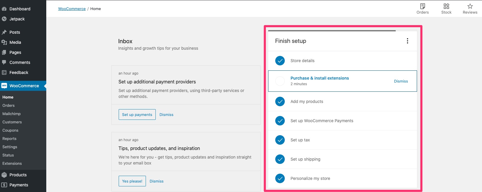 [WC 4.4 beta1] Task List: `Set up tax` task needs to be completed again after `Purchase ...