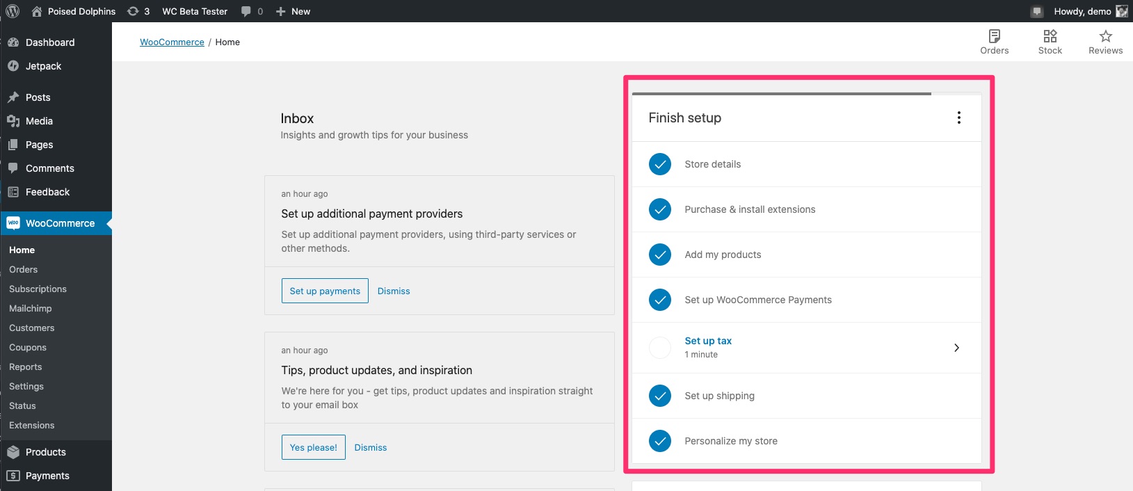 [WC 4.4 beta1] Task List: `Set up tax` task needs to be completed again after `Purchase ...