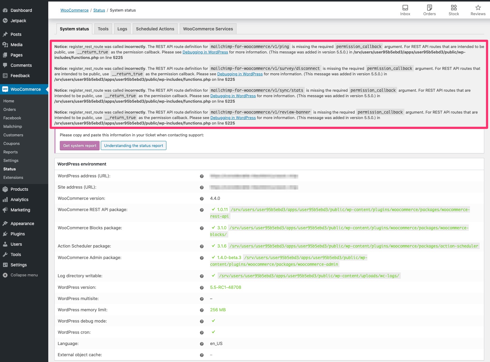 PHP Notices regarding REST API changes in WordPress 5.5 · Issue #680 · mailchimp/mc-woocommerce ...
