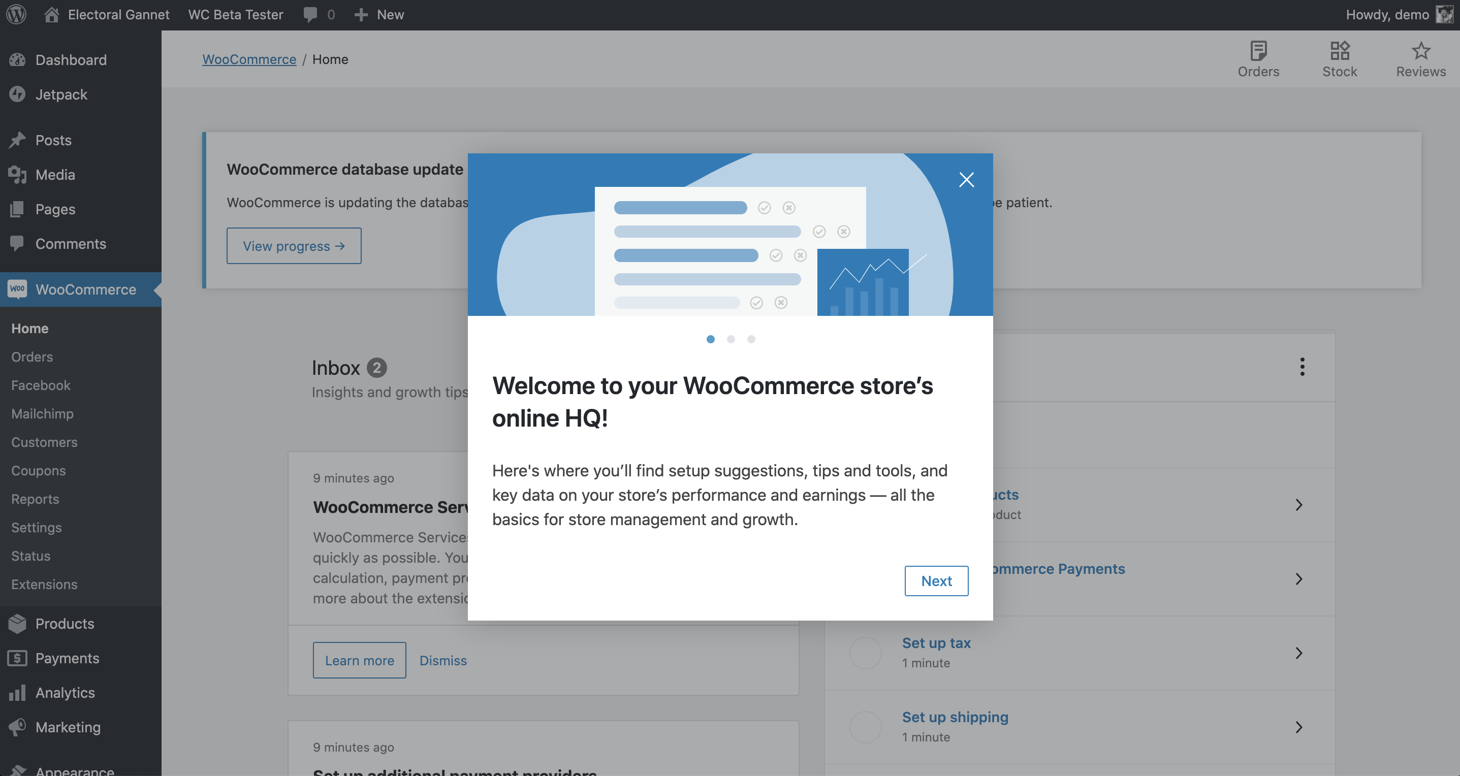 [WC 4.5 beta1] User gets redirected to WC Payments setup upon completing onboarding with US ...