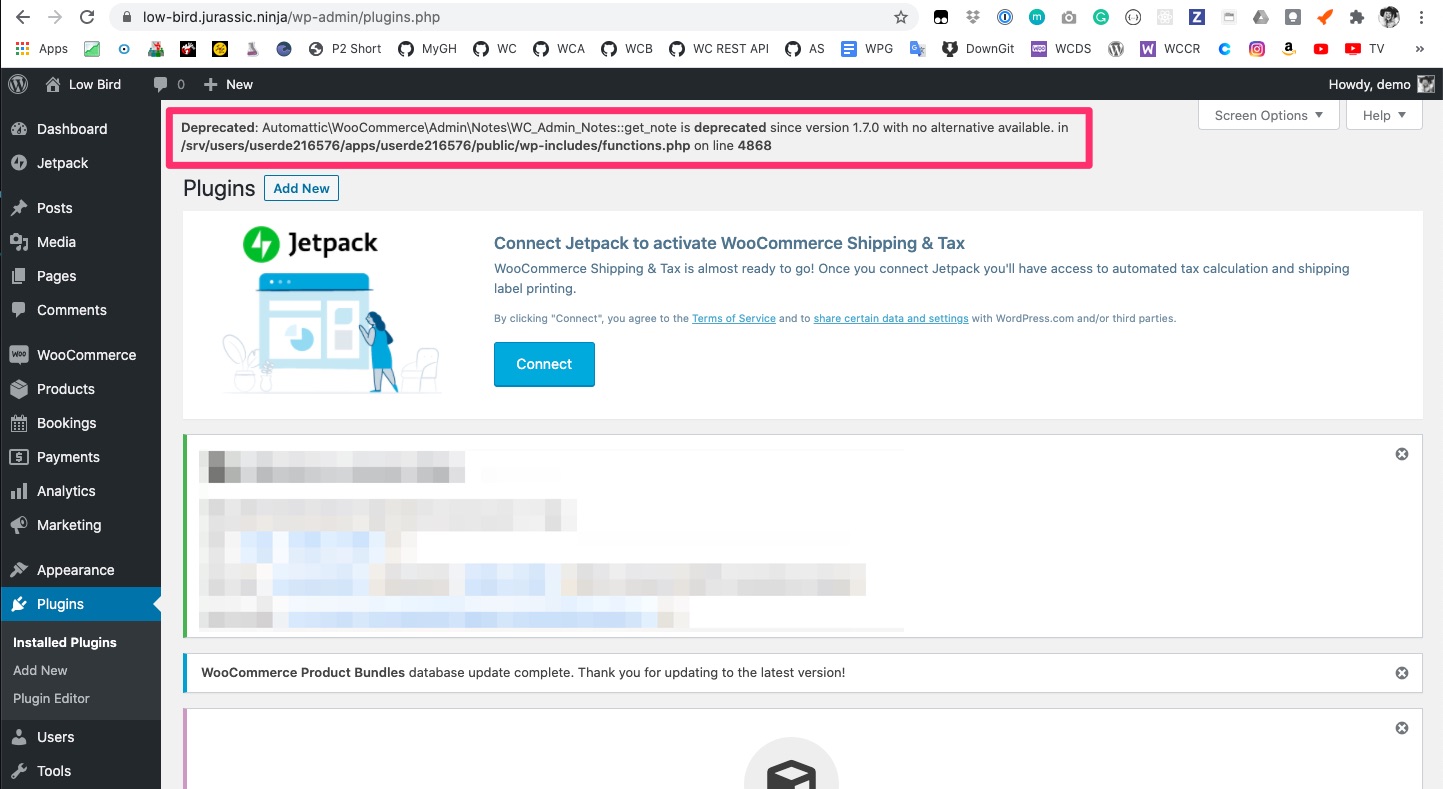 [WC 4.8 beta + WP 5.6 beta4] Deprecation Warning with MailChimp activated: `Automattic ...