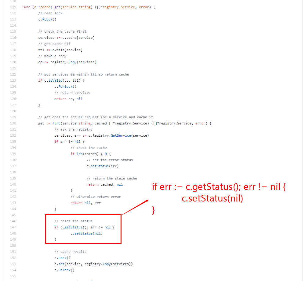 reset the status failure registry/cache/rcache.go 147 row · Issue #841 · micro/go-micro · GitHub