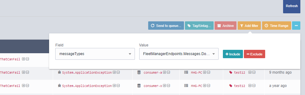 Change filter field in failed messages page, now make the filter selector displays in different ...