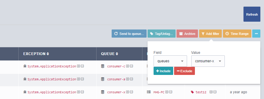 Change filter field in failed messages page, now make the filter selector displays in different ...