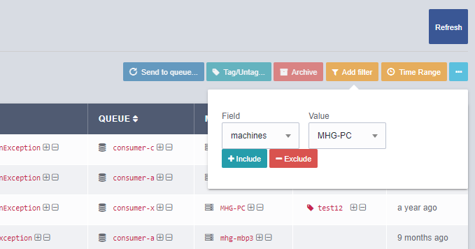 Change filter field in failed messages page, now make the filter selector displays in different ...
