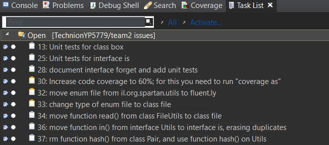 Integrate github issues with eclipse · Issue #67 · TechnionYP5779/team2 · GitHub