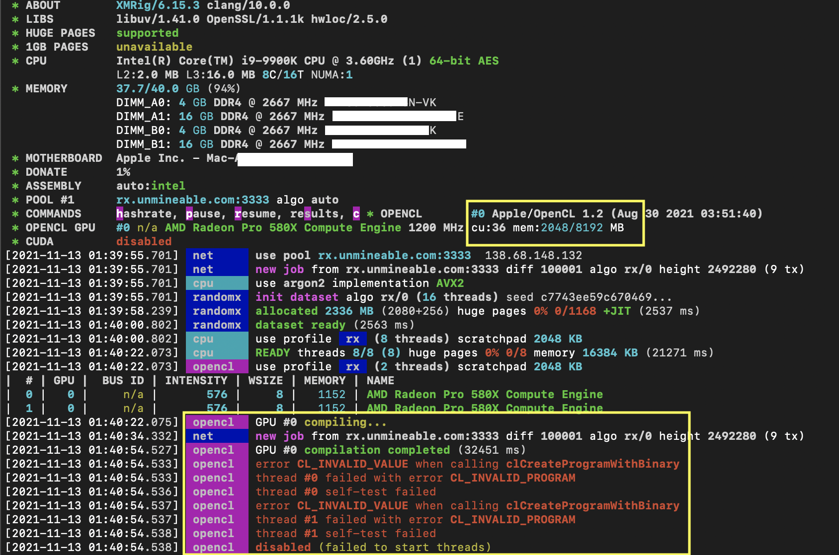 Not able to run using GPU (imac with radeon 580X) · Issue #2692 · xmrig ...