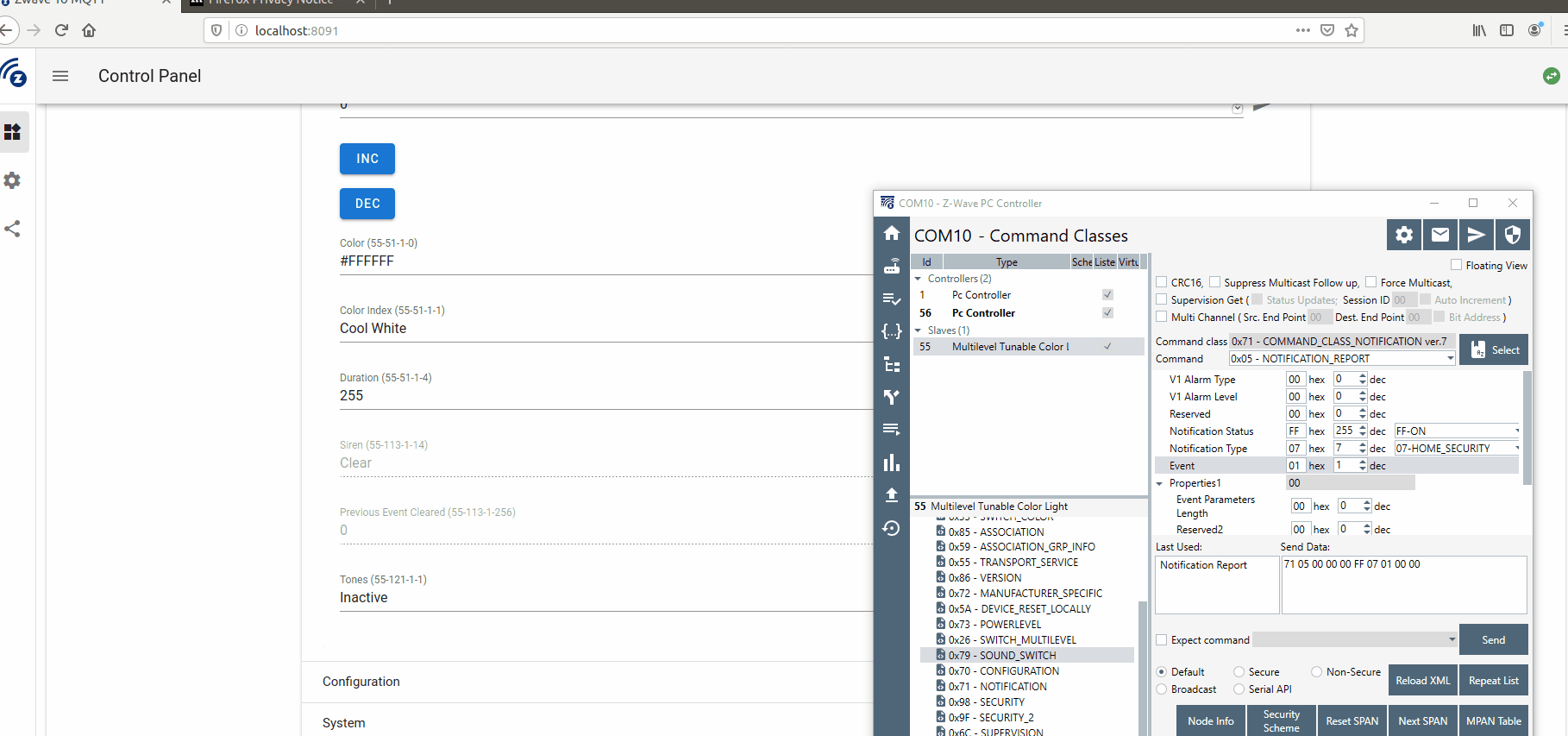[bug] State of the NOTIFICATION_REPORT(0x0E=siren) is not reflected in the control panel · Issue ...