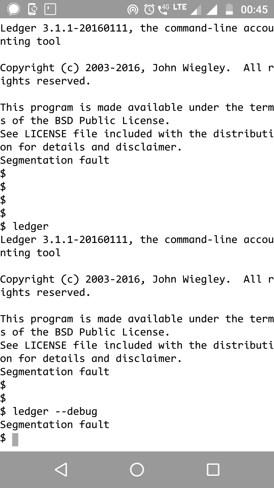 Ledger fails to start - segmentation fault · Issue #2624 · termux/termux-packages · GitHub
