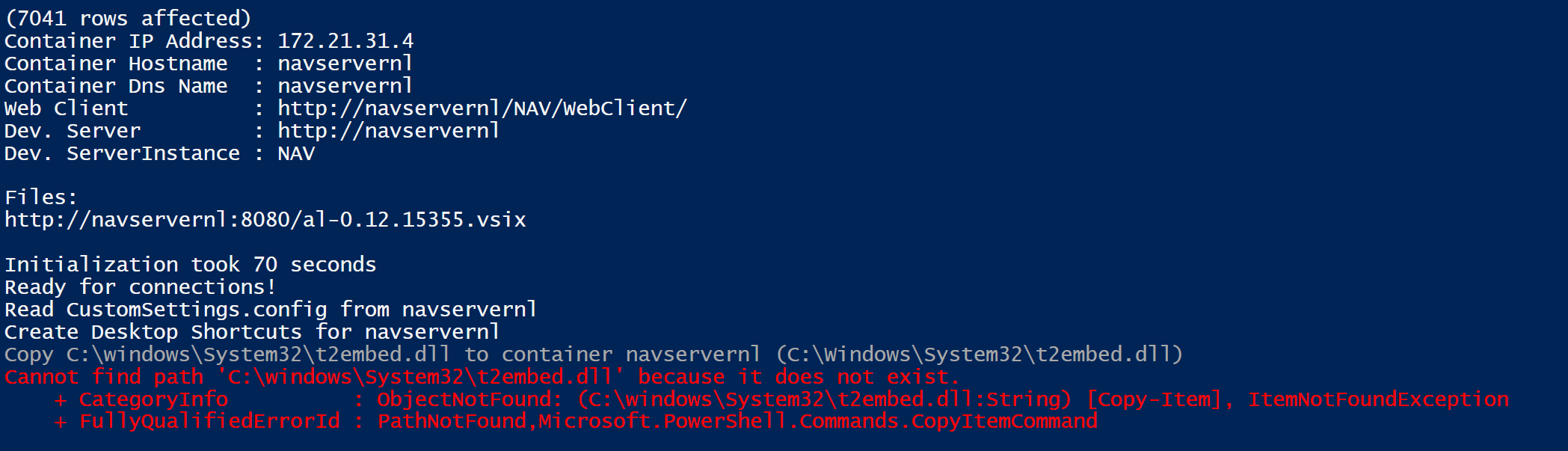 Error Message About T2embed Dll · Issue 145 · Microsoft Nav Docker · Github