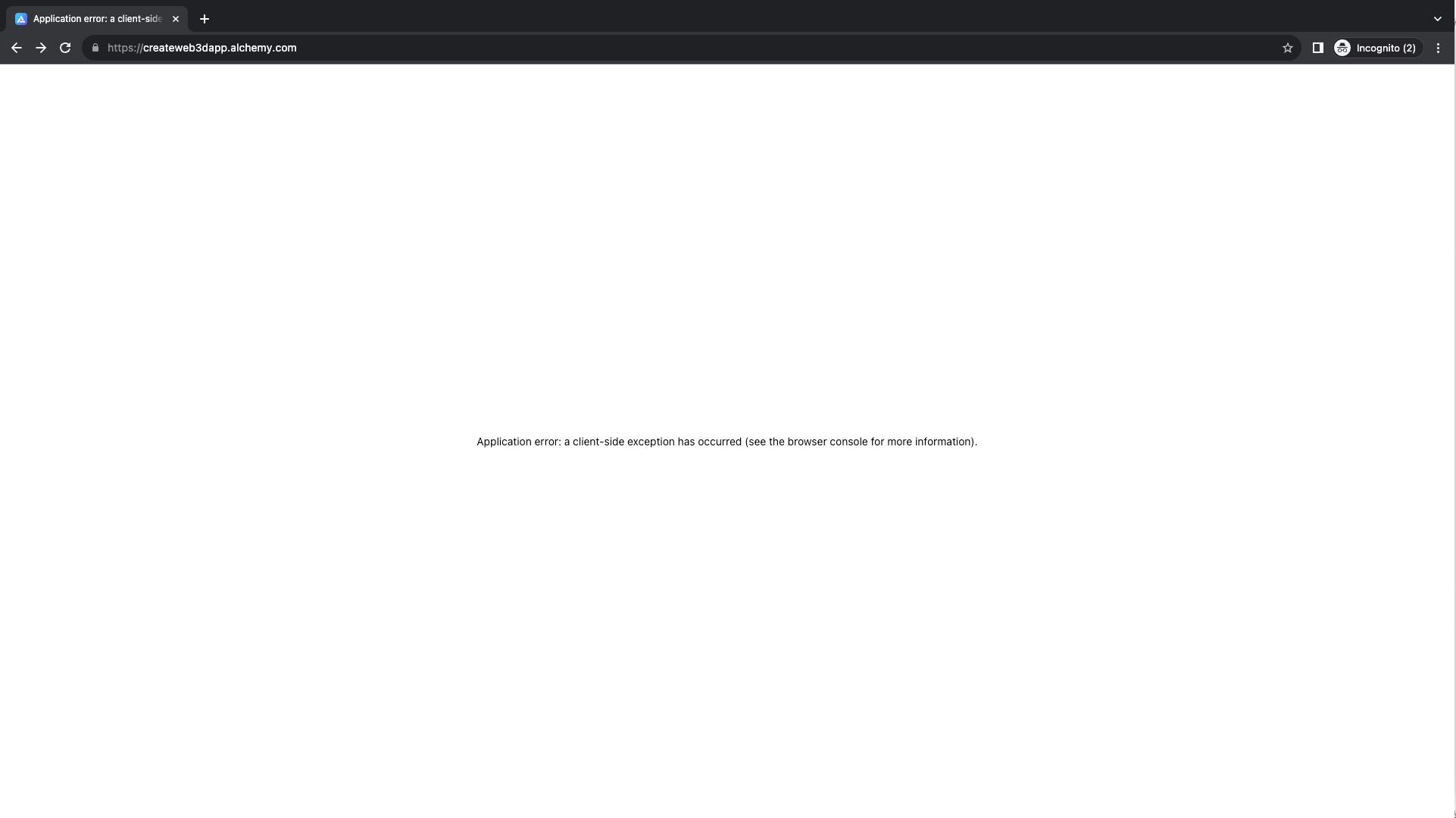 Error Client Side Exception · Issue 105 · Alchemyplatform Create