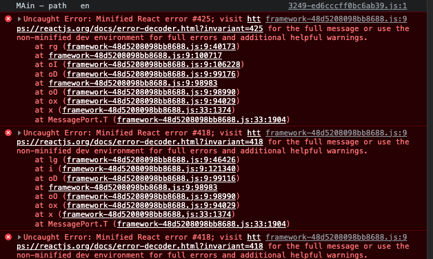 Production app is throwing an error in console. Not able to reproduce on locale (development ...