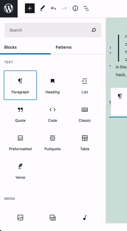 Allow for using arrow keys to navigate Patterns inserter · Issue #28245 · WordPress/gutenberg ...