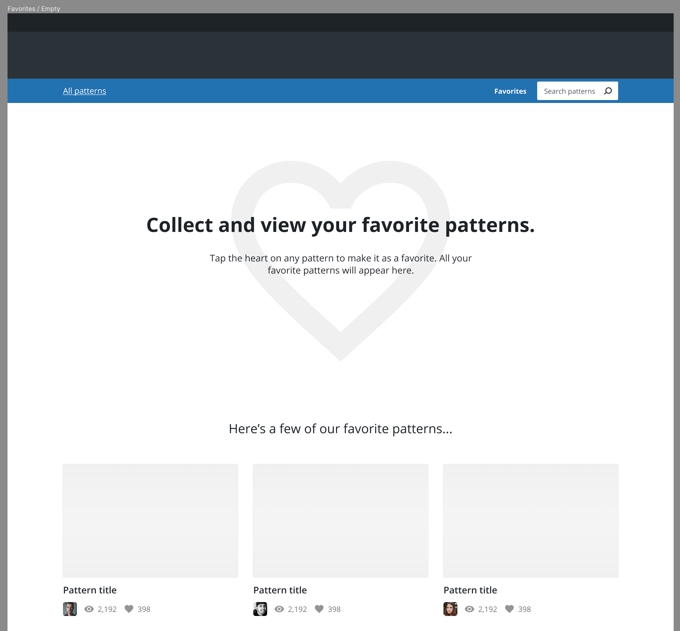 Improve empty Favorites screen · Issue #333 · WordPress/pattern ...