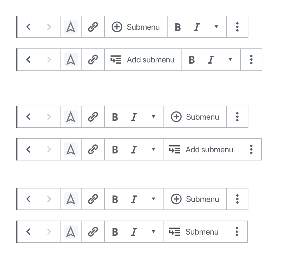Sub Menu Item Icon Iterations · Issue 18328 · Wordpressgutenberg · Github 