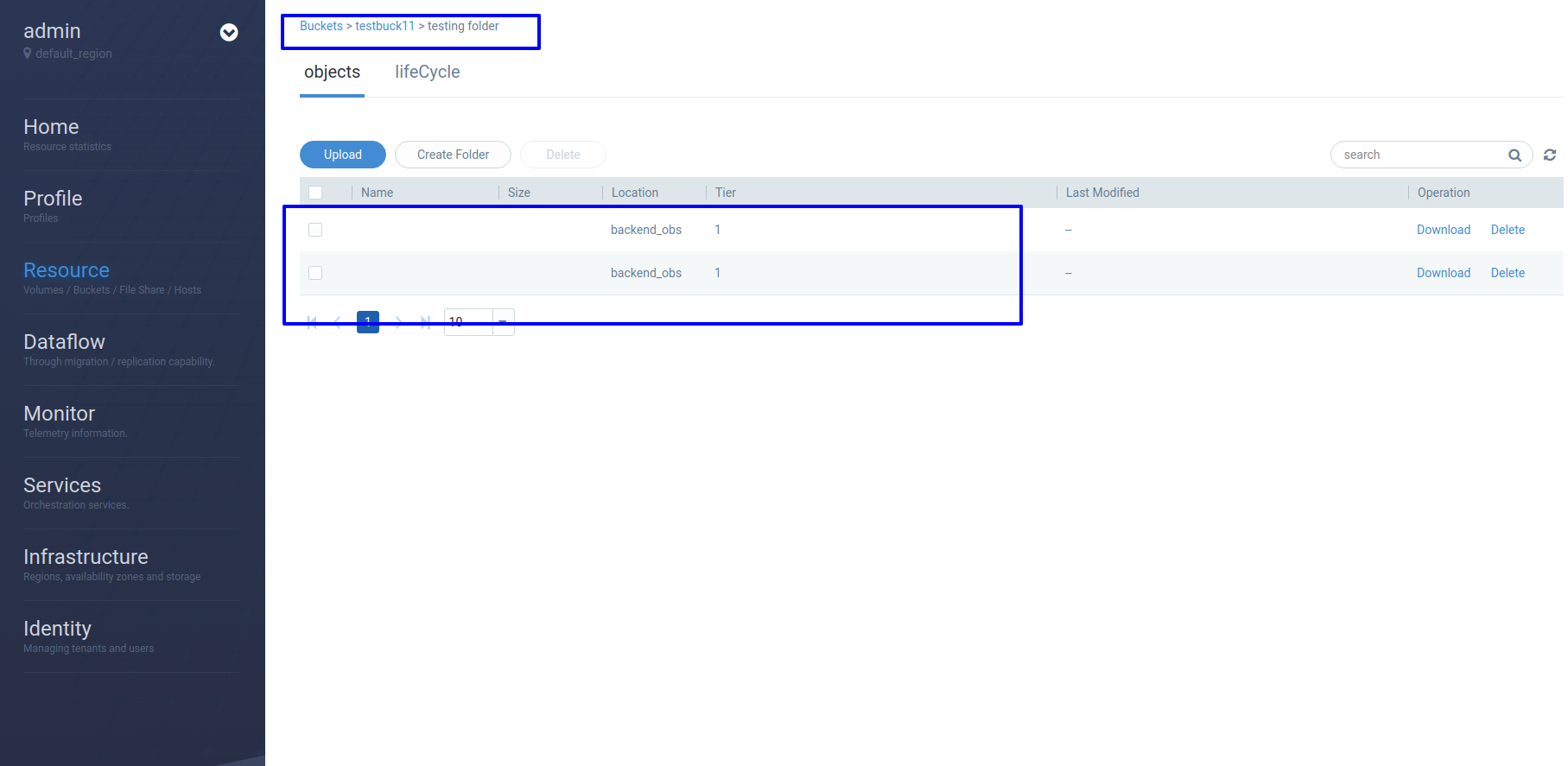 Unable to see object name in list of objects inside a folder in a ...