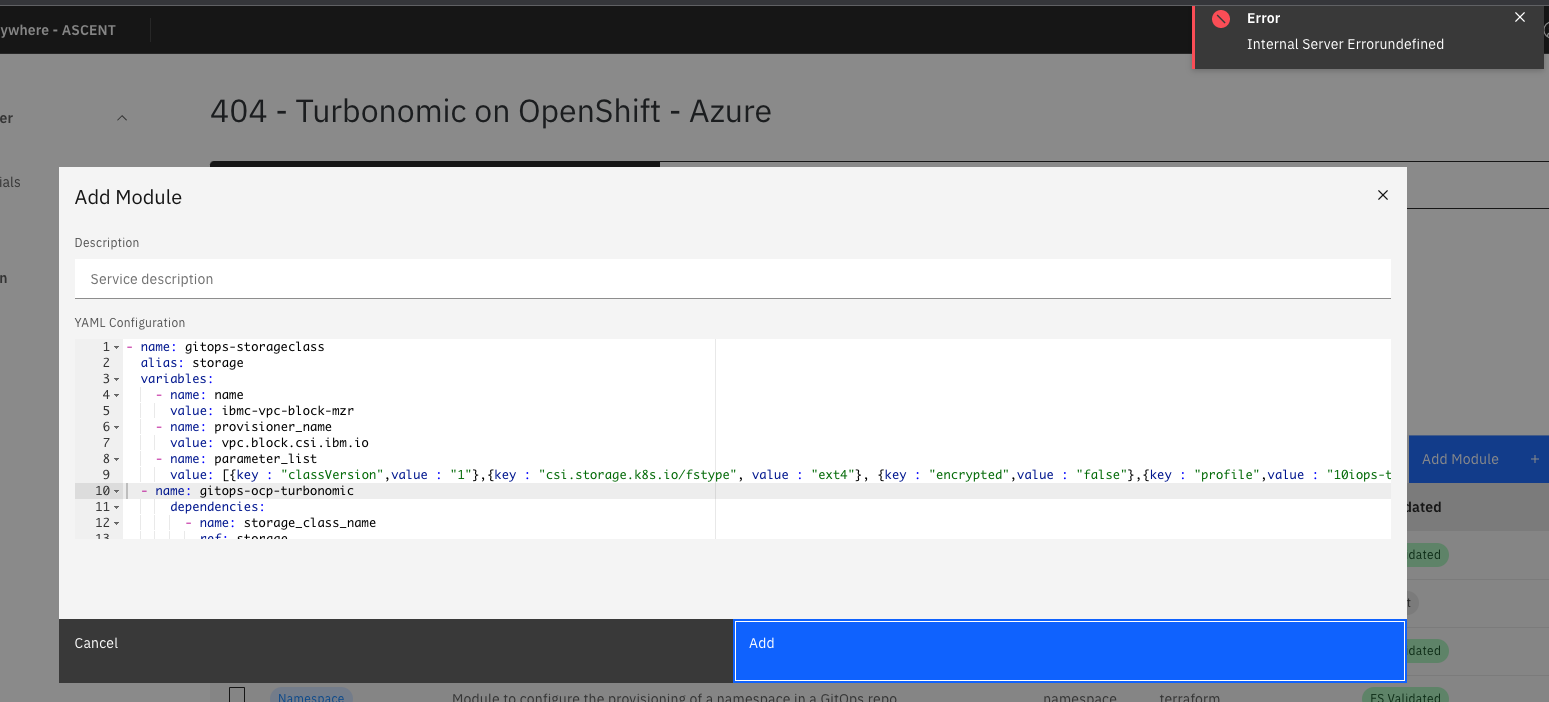 Internal Error when adding BOM module with YAML · Issue #17 · cloud-native-toolkit/ascent-ui ...