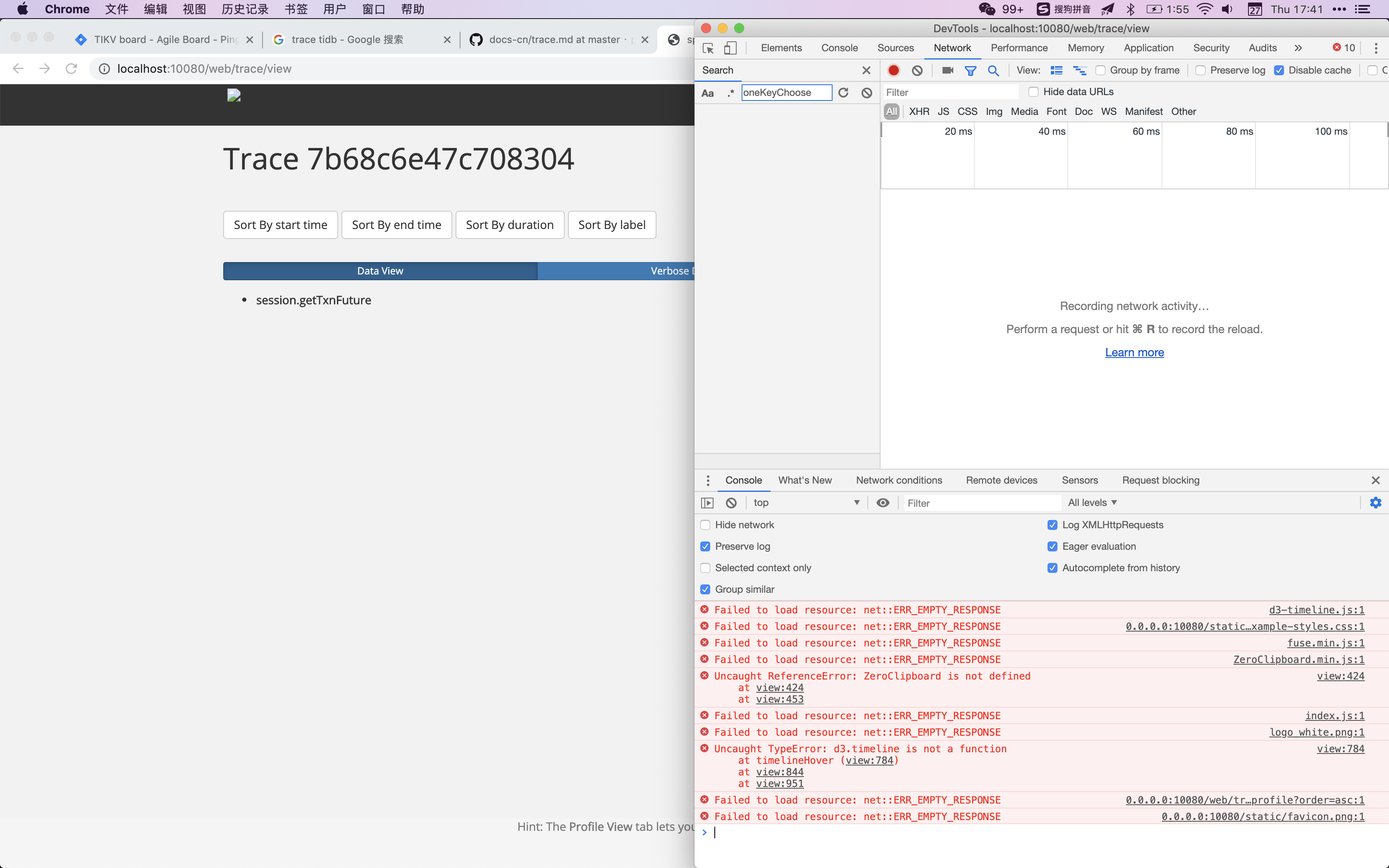 Trace UI broken · Issue #10965 · pingcap/tidb · GitHub