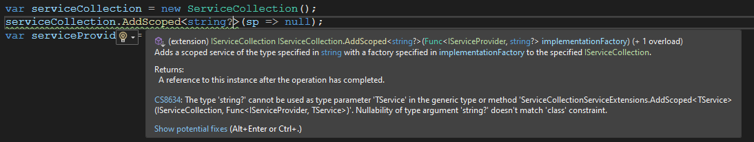 Consider allowing a delegate to return null when ResolveOptional is being used. · Issue #1342 ...