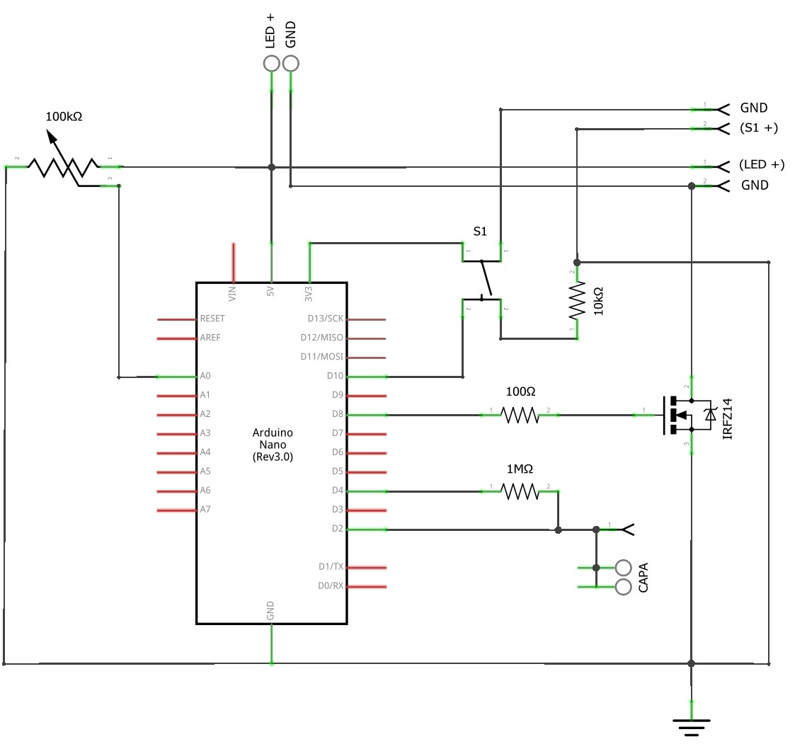 GitHub - herdav/capacitiveToucheLED: This setup detects a metal object ...