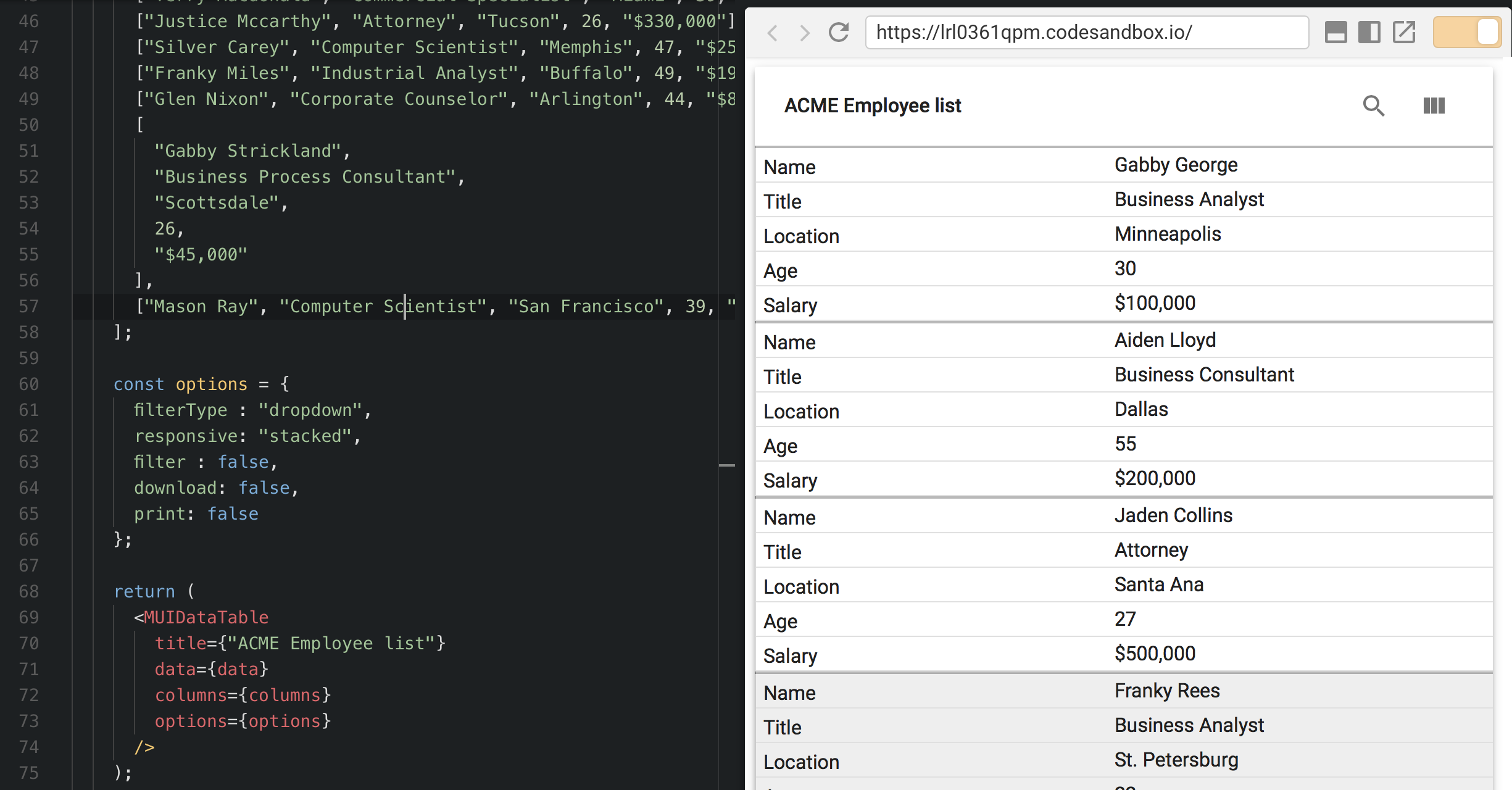 Show/Hide Options Filter, Print, Download · Issue #6 · gregnb/mui-datatables · GitHub