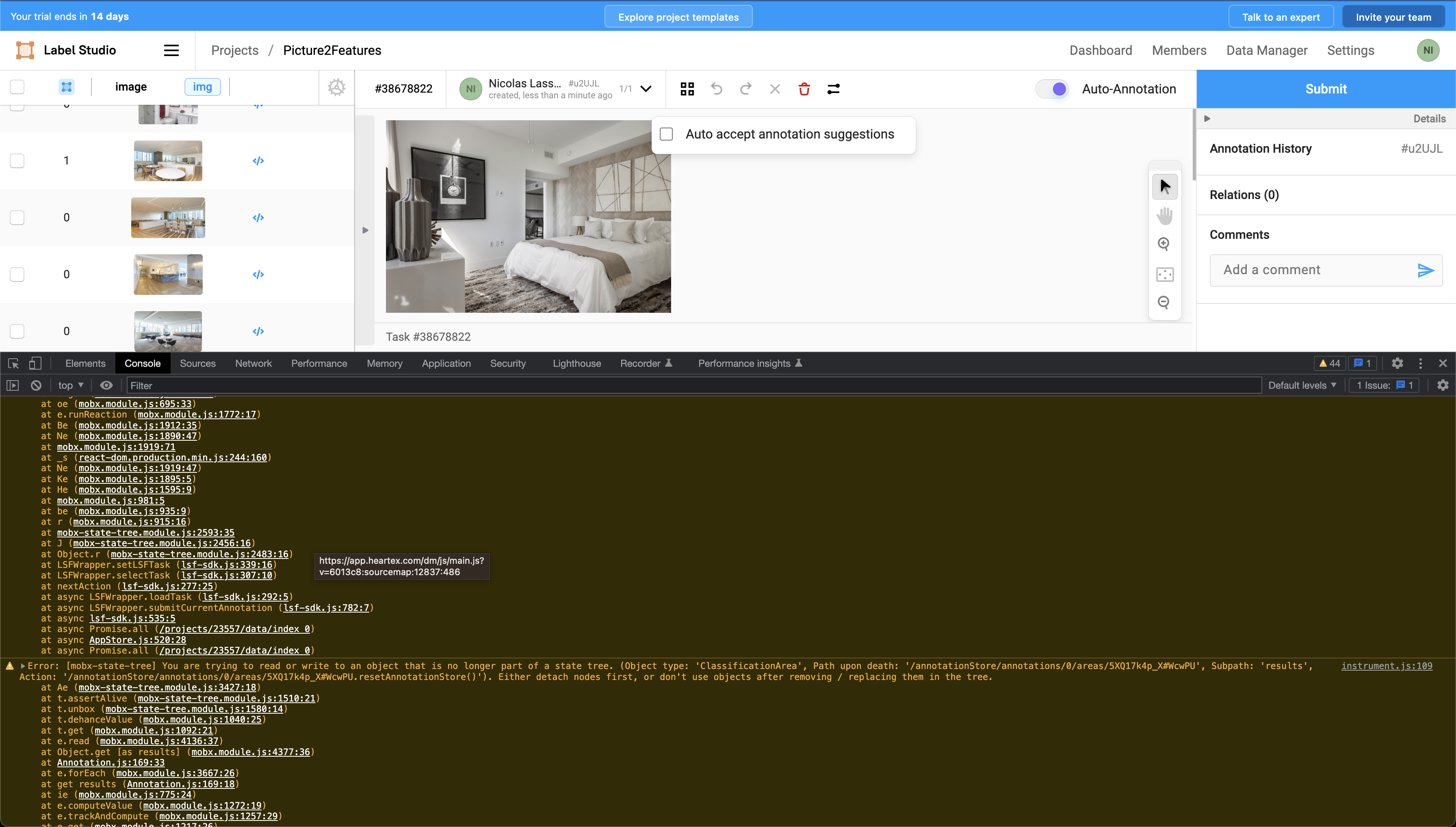 Predictions For Pre Annotation Received But Not Populated Frontend Without Page Refresh · Issue