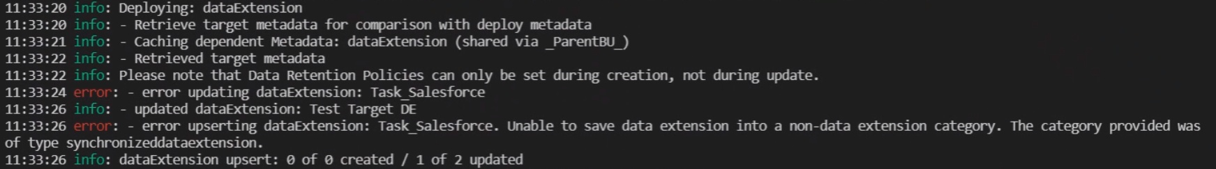 [BUG] attempt to deploy Synchronized DEs fails with bad message · Issue #102 · Accenture/sfmc ...